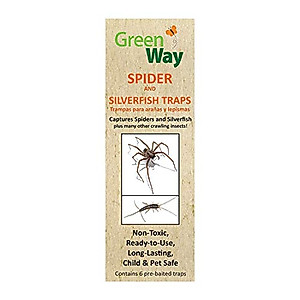 GreenWay Spider & Silverfish Trap - 72 pre baited Traps (12 Pack of 6), Ready to Use Heavy Duty Glue, Safe, Non-Toxic with No Insecticides or Odor, Eco Friendly, Kid and Pet Safe