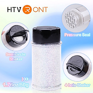 HTVRONT Holographic Fine White Glitter - 50 g/1.76 oz Glitter for Resin, Non-Toxic Fine Glitter for Nails, Resin, Candle Making, Crafts