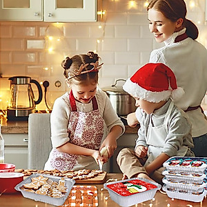 DIYDEC 36PCS Christmas Foil storage Containers 9 Styles Merry Christmas Disposable Leftover Food Containers with Lids Aluminum Cookie Tin Pans for Winter Holiday Gift Giving Party Supplies(Style B)