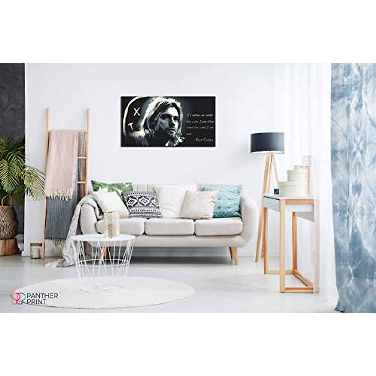 Panther Print, Large Canvas Wall Art, Nirvana Memorabilia, Kurt Cobain Rather Be Hated Quote, Print for Special Occasions (76x41cm)