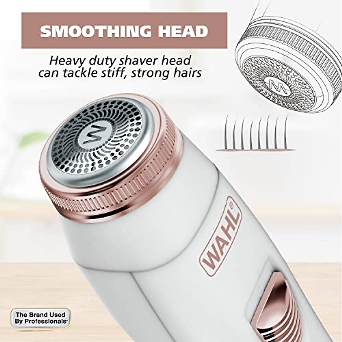 Wahl Clean & Smooth Ladies Rechargeable Facial Hair & Peach Fuzz Electric Shaver for Women – Compact Size for Travel - Model 9865-2801V