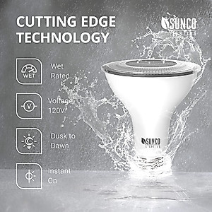 Sunco Lighting - 4 Pack Dusk to Dawn Light Bulbs Flood Light Outdoor PAR30 LED Photocell Sensor 11W=75W, 5000K Daylight, 850 LM, IP65 Waterproof, Light Sensing Auto On/Off Security Porch Light, UL