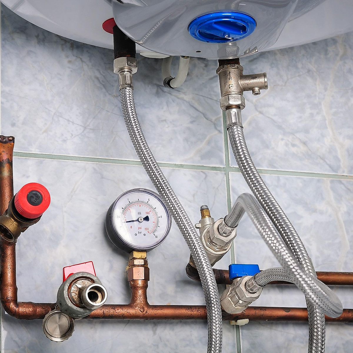 uxcell 24 Inch Long Faucet Supply Line Connector, 2pcs G1/2 Female Compression Thread x M10 Male Connector Braided 304 Stainless Steel Water Supply Hose