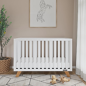 Child Craft SOHO Crib, 3-Drawer Dresser with Changing Table Topper Nursery Set, Chest, 3-Piece, Includes 4-in-1 Convertible Crib, Dresser with Topper, Chest (White/Natural)