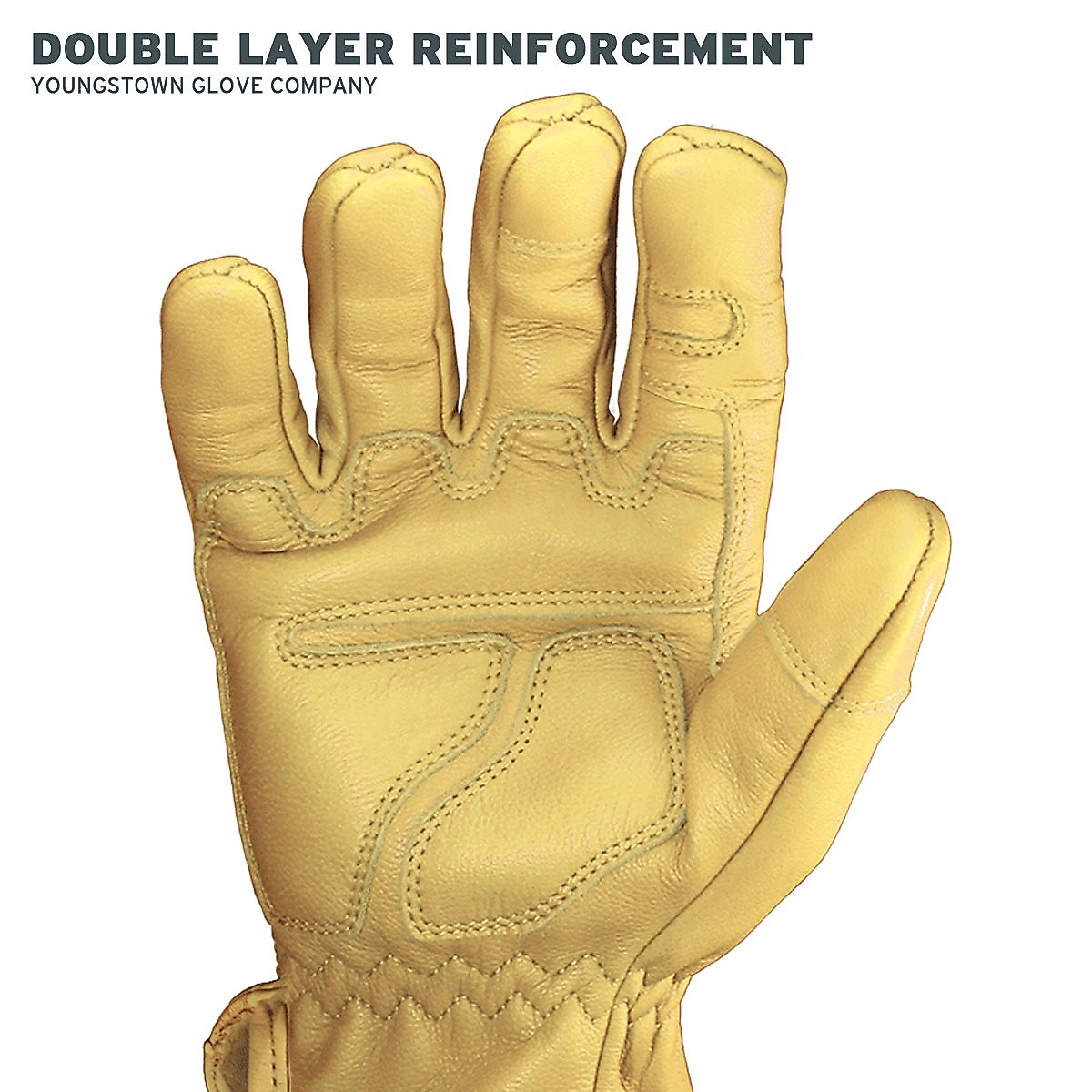 Youngstown Glove Ground Double Layered Leather Work Gloves For Men - Arc Rated, Puncture Resistant - Tan, Large