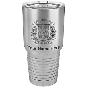 LaserGram 30oz Vacuum Insulated Tumbler Mug, Coat of Arms Dominican Republic, Personalized Engraving Included (Stainless Steel)