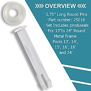 Vypart 2.75in 25018 Joint Pin & Seal fit for Intex 13' - 24' Round Metal Frame Pools,Pack of 24