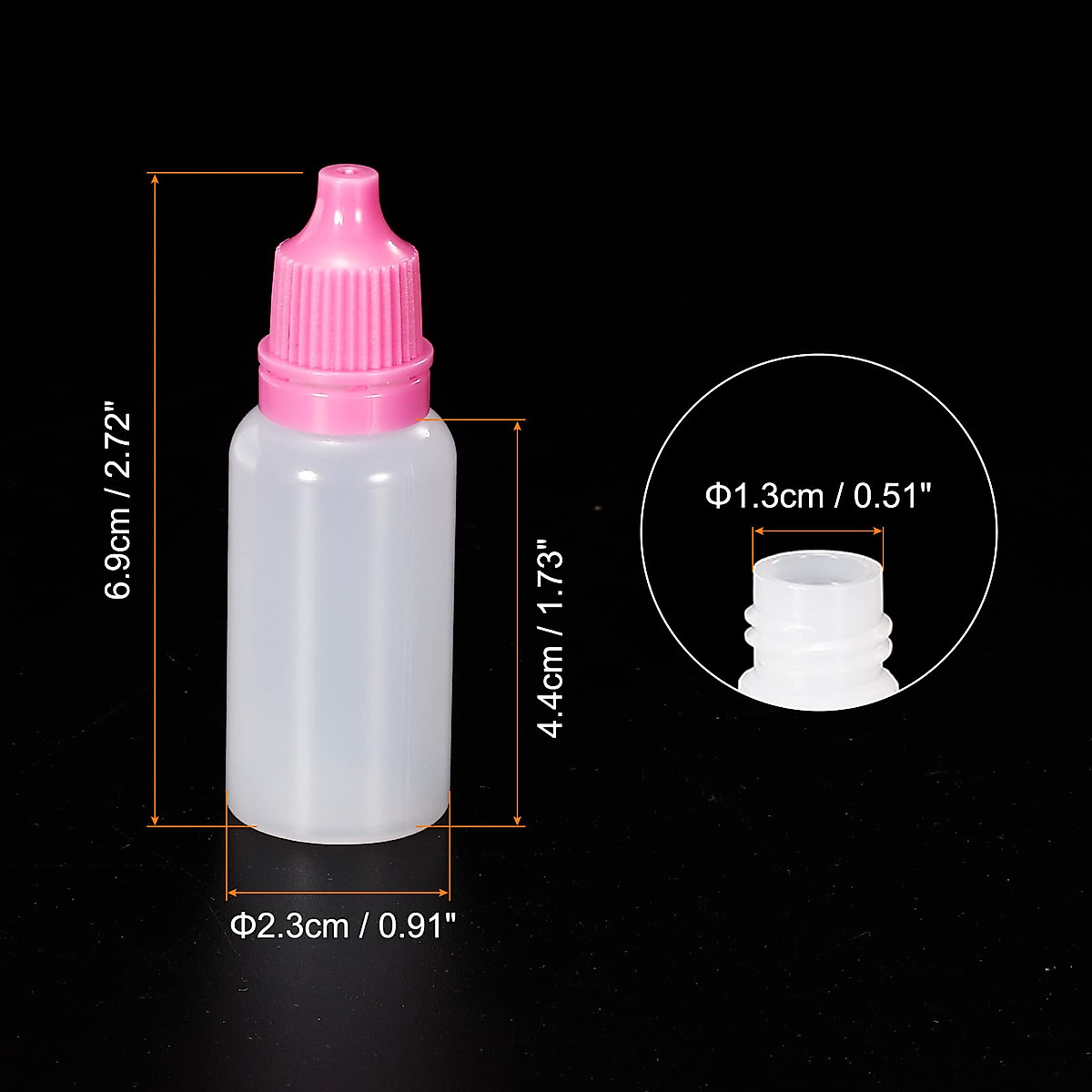 PATIKIL 15ml Liquid Dropper Bottle, 50 Pack PE Squeezable Dropping Eye Dropper Container with PP Cap for Home Travel, Pink