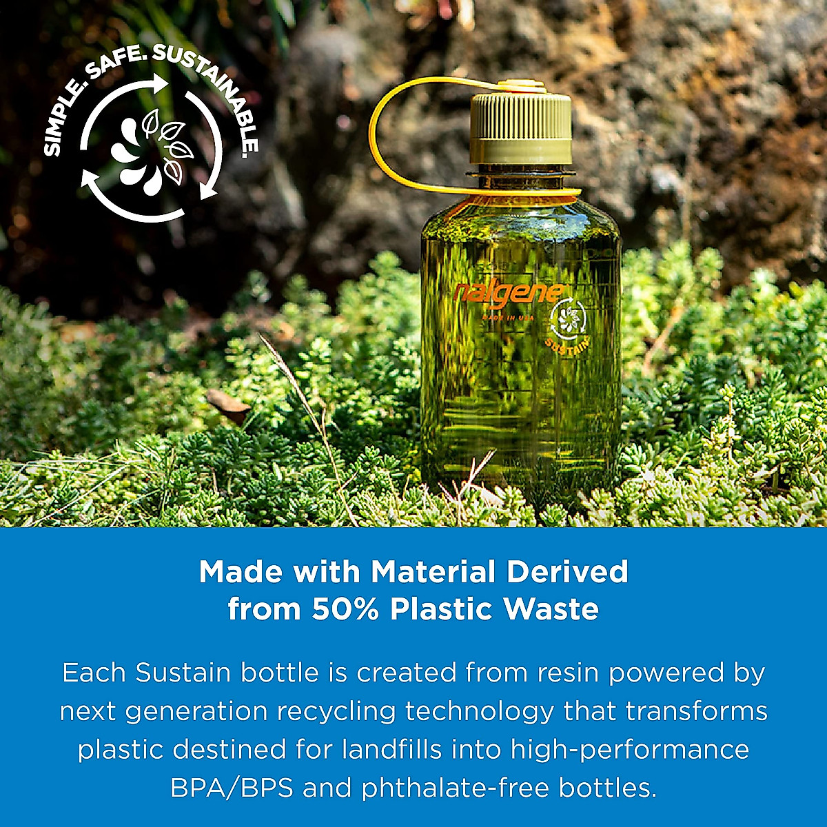 Nalgene Tritan Narrow Mouth BPA-Free Water Bottle, Gray, 16 oz