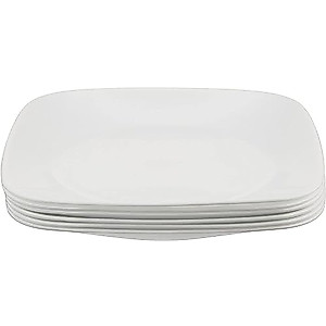Corelle Vitrelle 6-Piece Salad Plates Set, Triple Layer Glass and Chip Resistant, Lightweight Square 9-Inch Plates, White