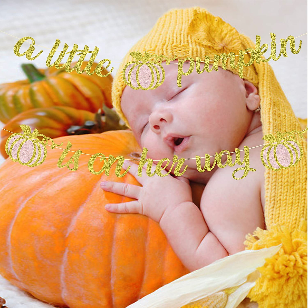 A Little Pumpkin is On Her Way Baby Shower Banner Fall Baby Shower Decorations Little Pumpkin Baby Shower Decorations Pink Pumpkin Decorations for Girl
