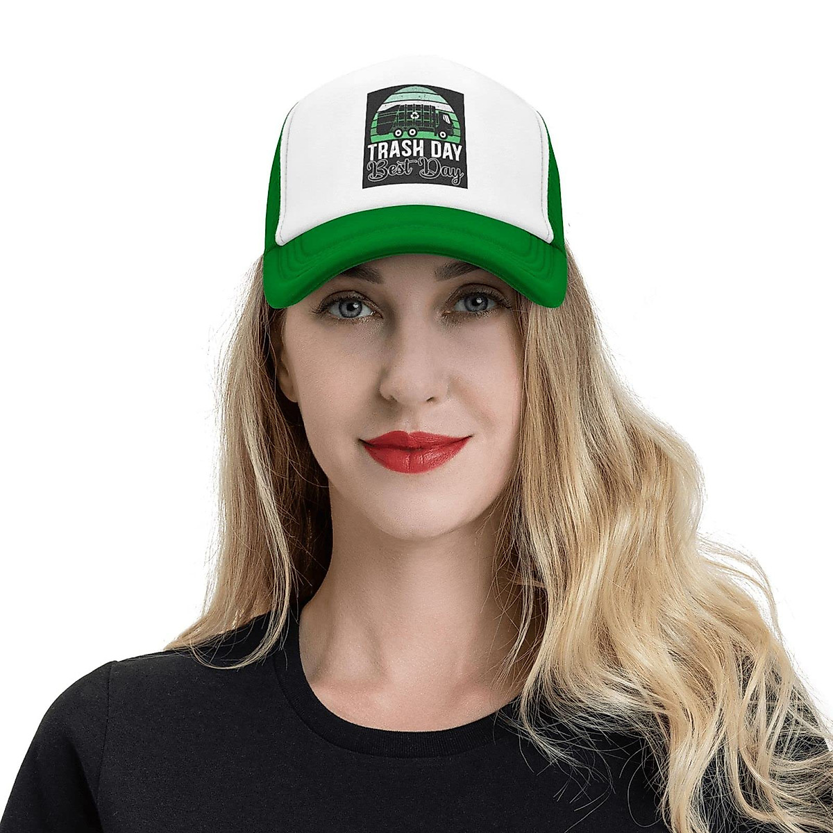 Trash Day Best Day Waste Management Garbage Truck Trucker Hat Green Men Mesh Back Adjustable Women Sun Summer Snapback Dad Baseball Cap