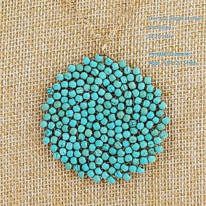Niumike Long Pendant Necklace for Women Handmade Beaded Crystal Circle Disc Extra Chain Statement Necklaces with Box Valentines Mothers Christmas Day Gifts for Her (Created Turquoise)