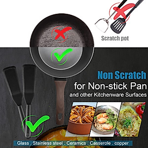 2 Pieces Silicone Thin Spatula Omelet Spatula Turner Long Crepe Spatula Heat Resistant Cooking Spatula Non Stick Pancake Spatula for Cooking Egg Burgers Pizza Pancake Steak Omelet (Black)