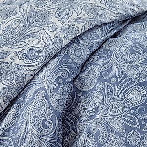 Southshore Fine Living, Inc. Reversible Paisley Duvet Cover King Size/California King - Premium Quality King Boho Bedding Set, Easy Care - 1 King/Cal King Duvet Cover, 2 Shams - Paisley Blue