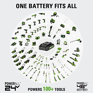 GreenWorks 24V Brushless Cordless 5" Angle Grinder, 10500rpm, 2-Position Auxiliary Handle, Electric Brake, Grinding Wheel, 2.0Ah USB Battery and Charger Included