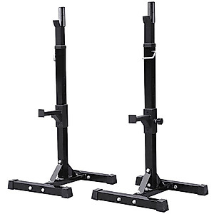 Yaheetech Pair of Adjustable Squat Rack Standard 44-70 Inch Barbell Rack Solid Steel Squat Stands Bench Press Rack Home Gym Portable Dumbbell Racks Stands