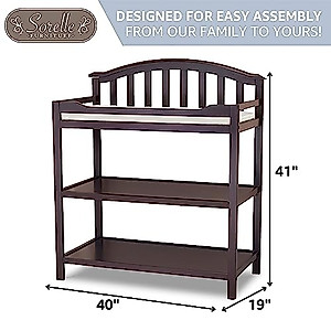 Sorelle Furniture Berkley Changing Table and Changing Pad, Dressing and Diaper Changing Table for Baby Room, Nursery Furniture for Infant -Espresso