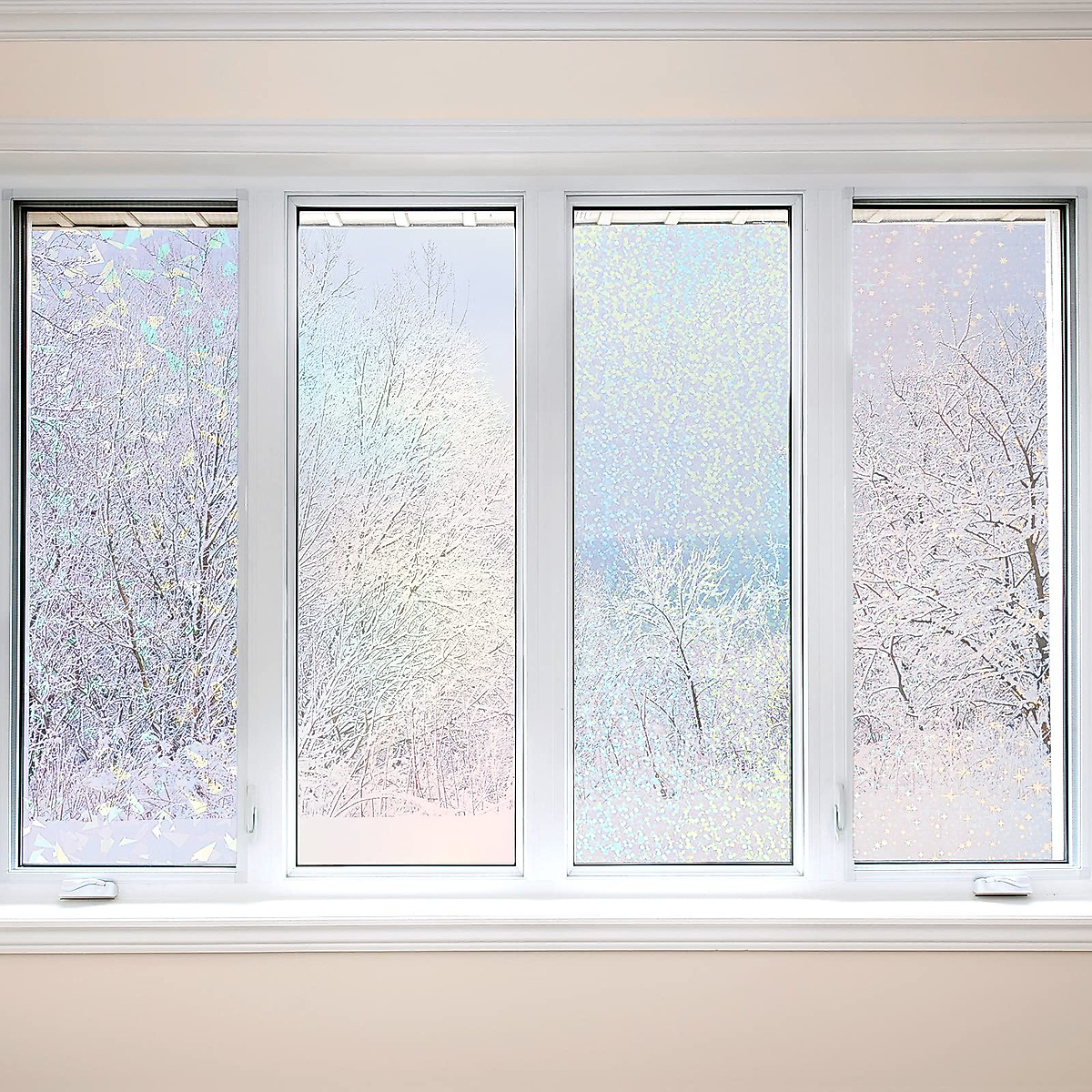 36 Sheets Holographic Sticker Paper Clear A4 Vinyl Sticker Paper Self-Adhesive Waterproof Transparent Film with Gem Spot Rainbow Star Patterns, 11.7 x 8.3 Inch (Gem, Dot, Colorful, Star)