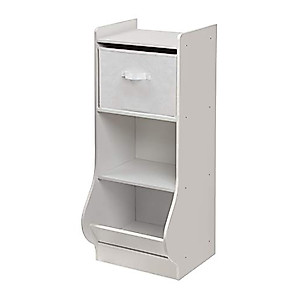 Badger Basket Upright Storage Nook with Reversible Basket, White, Melamine Surface, 2 Shelves, 1 Angled Bin, Customizable Storage Solution for Kids