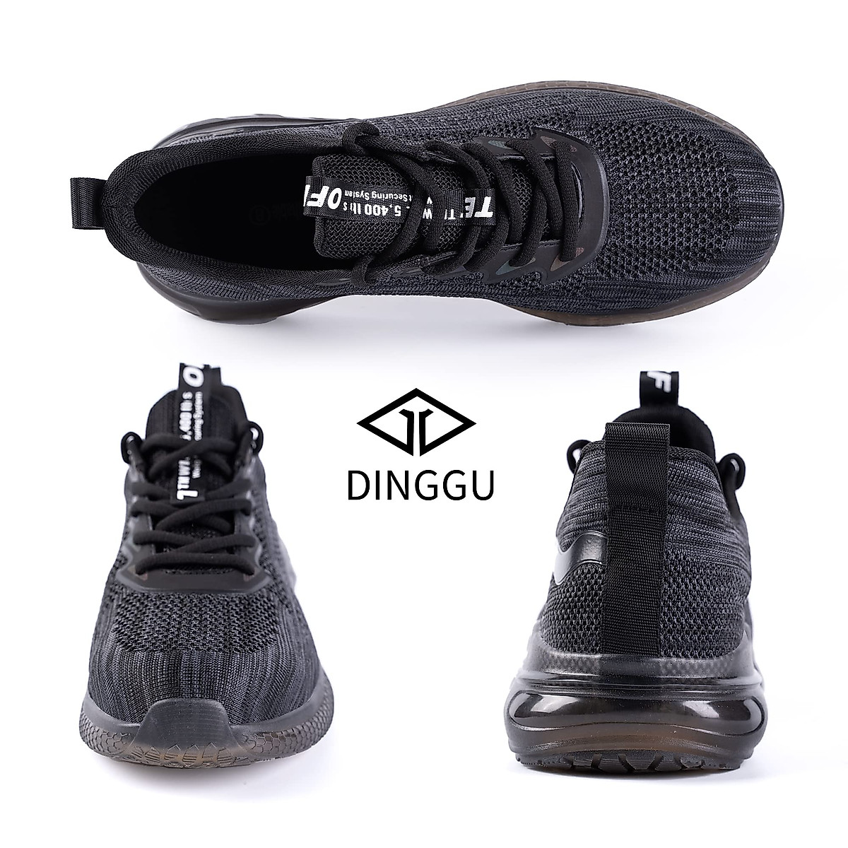 DINGGU Steel Toe Shoes for Men Lightweight Safety Indestructible Work Shoes Comfortable Breathable Non-Slip Slip on Composite Toe Sneakers for Industrial Construction Black 12