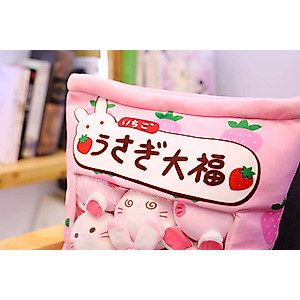 QAHEART Kawaii Plush Pillow Cushion Cute Snack Bag Pillow with Mini Soft Pudding Plush Stuffed Animal Fluffy Hugging Pillow Home Decorative Cushion Novelty Gift