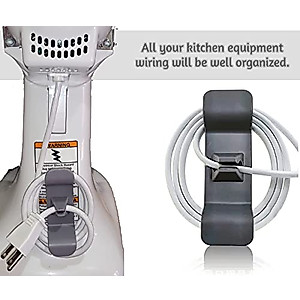 Cable Clips Cord Organizer For Kitchen Appliances, 6 Pack 3M Upgrade Small Cord Wrappers For Kitchen Appliances Premium Adhesive Stick On Stand Mixer, Toaster, Coffee Maker, Pressure Cooker, Air Fryer