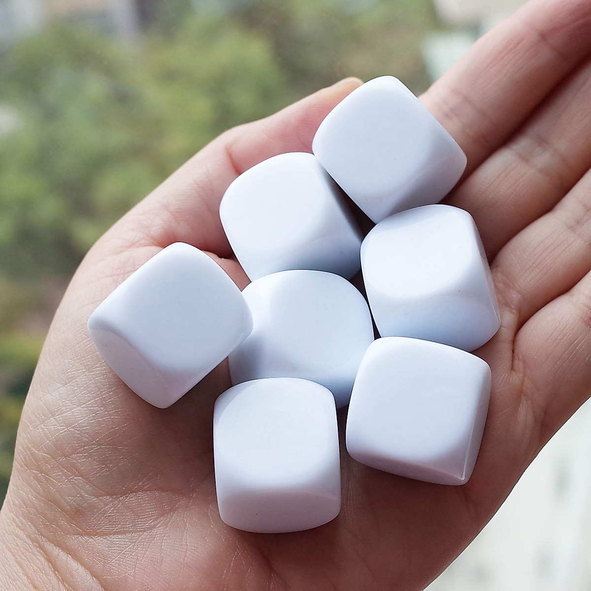 20MM Blank White Dice for Board Games, Teaching and DIY. Write and Draw by Yourself. Pack of 18