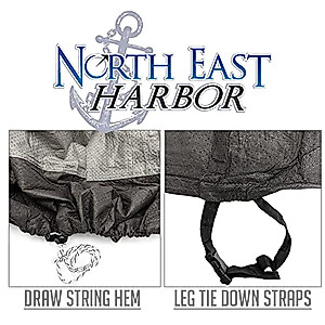 North East Harbor NEH Outdoor Patio Chair Furniture Cover - 29" W x 30" D x 36" H - Breathable Material, Sunray Protected, and Weather Resistant Storage Cover - Gray with Black Hem