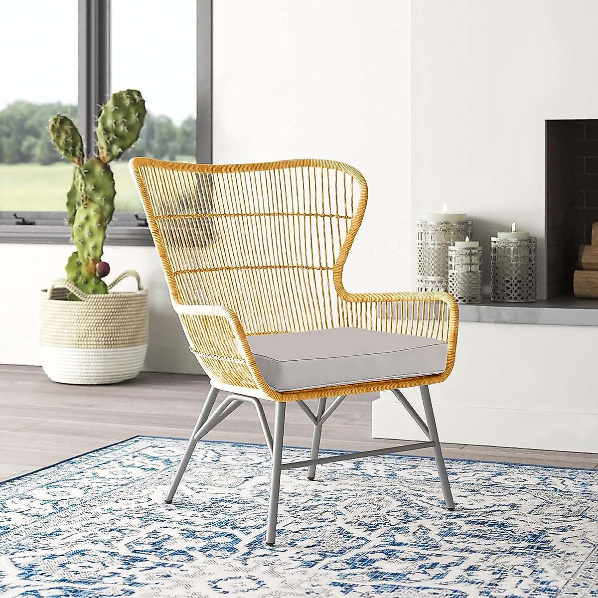 FKSLIFE Outdoor Chair Cushions Set of 2,Patio Chair Cushion Waterproof Outdoor Seat Cushions for Outdoor Furniture Outdoor Seat Cushions with Adjustable Straps (24 * 24 Inches, Light Gray)