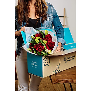 BENCHMARK BOUQUETS - Red Elegance (Glass Vase Included), Next-Day Delivery, Gift Fresh Flowers for Birthday, Anniversary, Get Well, Sympathy, Graduation, Congratulations, Thank You