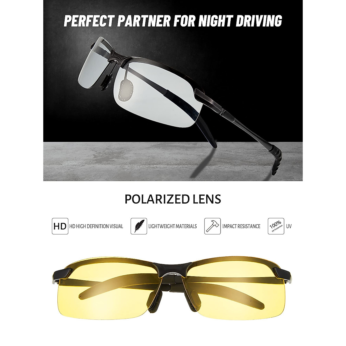 Flutesan 4 Pieces Night Driving Glasses Polarized Walking Glasses Anti Glare Driving Sunglasses for Men UV Protection(Multicolor)