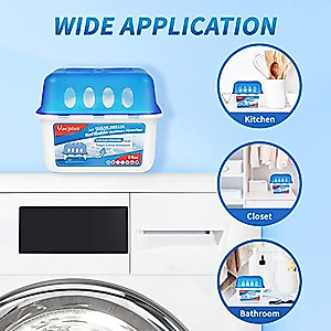 Vacplus Moisture Absorbers, Reusable Dehumidifiers for Closet, Moisture Absorbers for Rooms with Visible Dehumidification, Humidity Absorber Boxes & Odor Removers, 14OZ, 4 Pack (Ocean Breeze Scent)