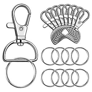 Paxcoo 100 Pcs Key Chain Hooks with Key Rings (Large Size)