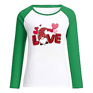 Women's Valentines Day Shirt Happy New Year Shirts Stocking Stuffers for Teens Womens Gifts for Christmas Green