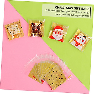 Cabilock 400pcs Baking Plastic Self-adhesive Bag Self Adhesive Biscuit Bag Christmas Treat Bags Cookie Gift Bags Plastic Packaging Bags Bake Bag Candy Bag Cookie Bag Elder or Baking Bag Red
