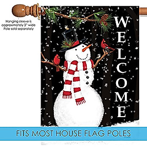 Toland Home Garden 1012572 Forest Snowman Welcome Winter Flag 28x40 Inch Double Sided Winter Garden Flag for Outdoor House Flag Yard Decoration
