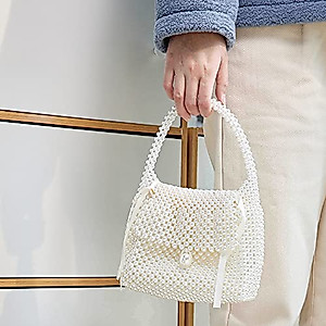 Grandxii Pearl Purse Tote Handbag Beaded Bag Evening Party Shoulder Bag For Women With Pearl