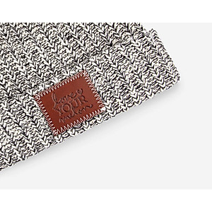 Love Your Melon Beanie Unisex Black Speckled Natural Pom Winter Beanies 100% Cotton Made