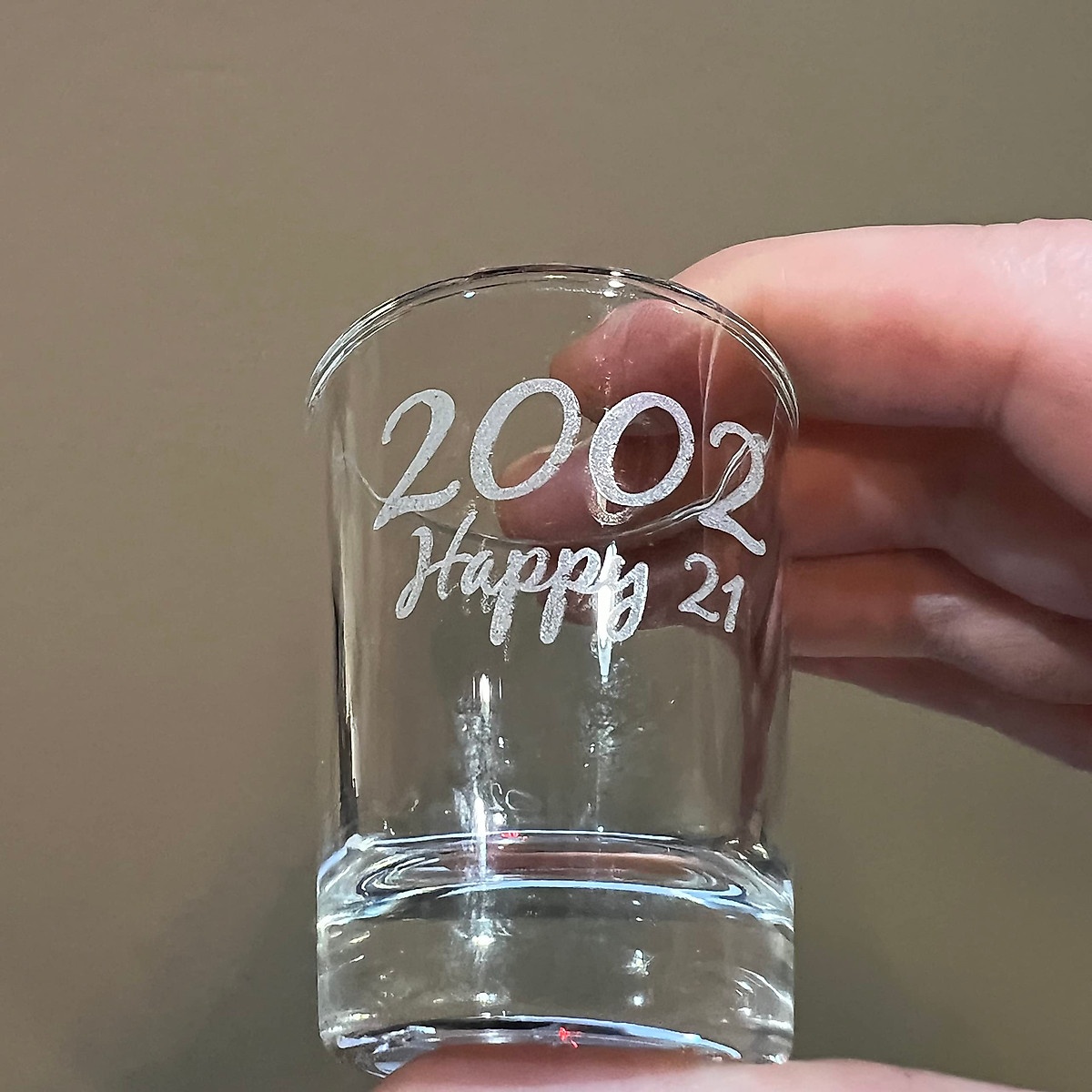 2oz Custom Happy 21 with your year PERSONALIZED Shotglass LASER