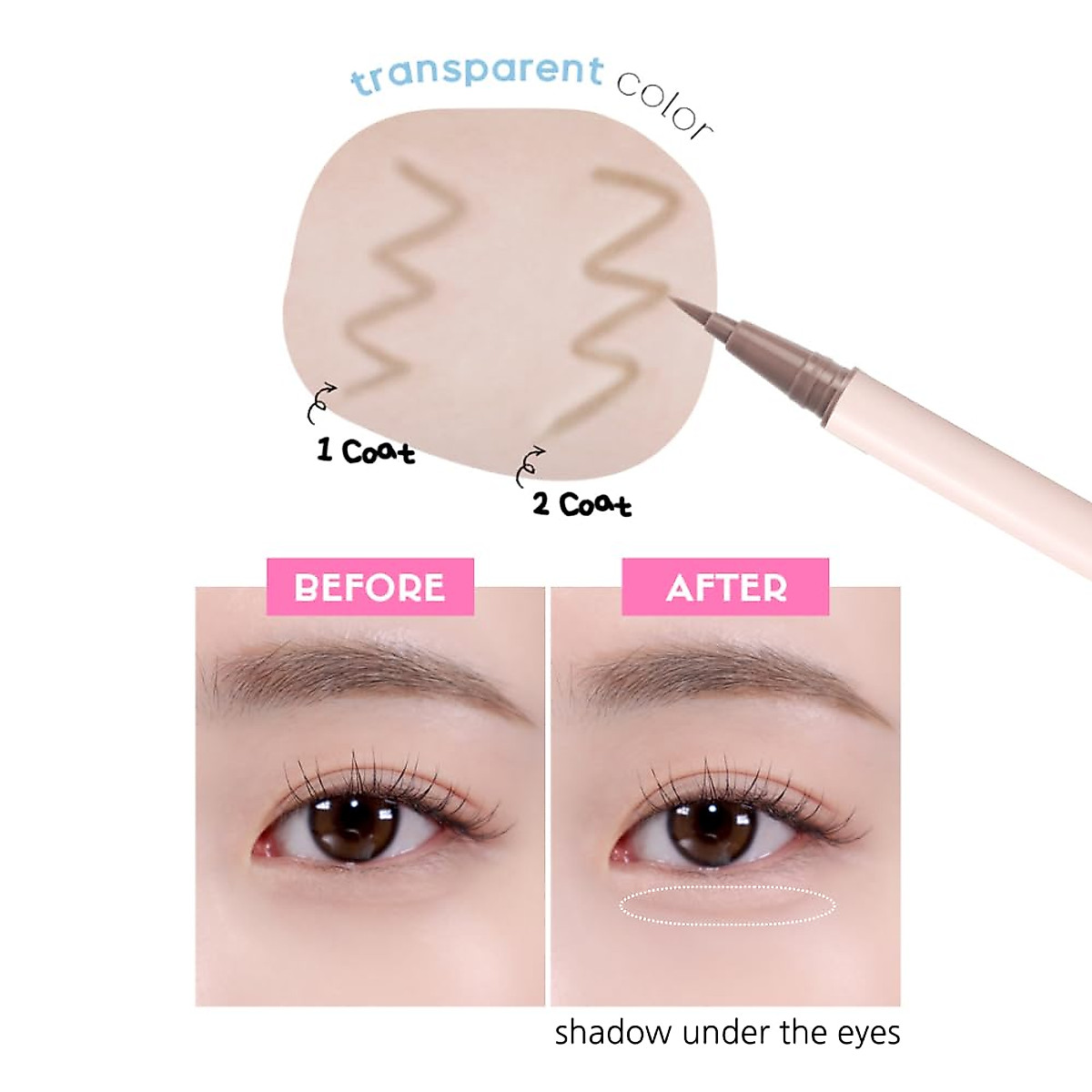BBIA Last Contour Pen Eyeliner – Under Eye Shadow Liquid Pen Eye Liner Perfectly Outlined Eyes Real Skin Finish Natural Shade Transparent Shading Eyeliner with Precise Fine Brush Korean Eye Makeup