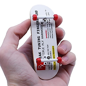 Teak Tuning 32mm Pro Fingerboard Heat Transfer Graphic Complete - Fully Assembled with Pro Level Parts - Pro Shaped Wood Deck (34x97mm), UltraSpin Wheels, Prodigy Trucks - Teak Prescription