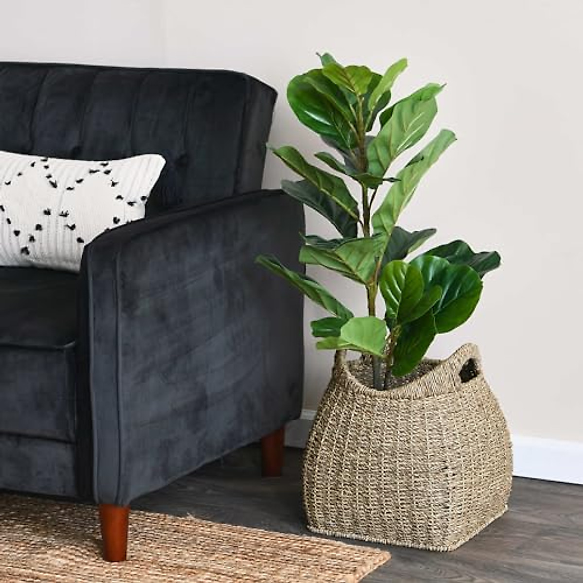 Household Essentials Handled Basket, Natural Seagrass