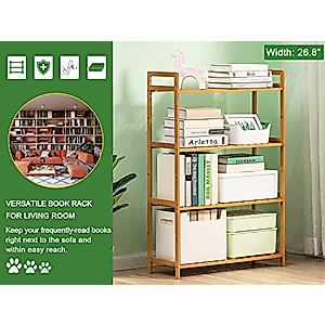Wooden Shoe Rack 4 Tier | Bamboo and Wood Boot Rack Cowboy Boots Organizer Adjustable Shoes Storage Shelf for Entryway | Living Room | Bedroom | Bathroom | Balcony, Easy Installation, H40 x L28 x W10