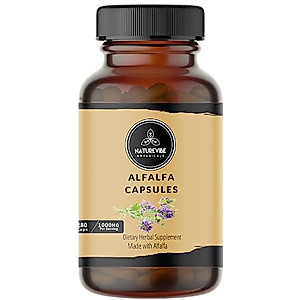 Naturevibe Botanicals Alfalfa Capsules Premium 180 Veg Capsules | 1000mg Per Serving | Nutritionally Abundant | Made with Pure Herb Alfalfa Powder