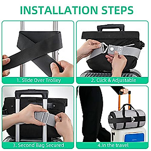 2-in-1 Luggage Straps for Suitcases Add a Bag, Travel Belt for Luggage Over Handle Stylish & Adjustable Elastic Luggage Strap Bag Bungees for Carry On Bag with Alloy Buckle, Hands-Free for Airport