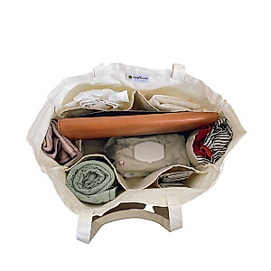 Sunflower Motherhood Mom Hospital Bag | Mama Canvas Tote Bag With Six Pocket Organization | Cute Tote Bags For Baby Shower Gifts For Mom | Mommy Bag for Hospital or Diaper Bag