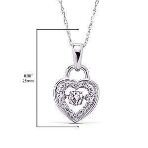 Brilliance in Motion 10K Gold Genuine 1/4cttw Dancing Diamond Heart Pendant Necklace