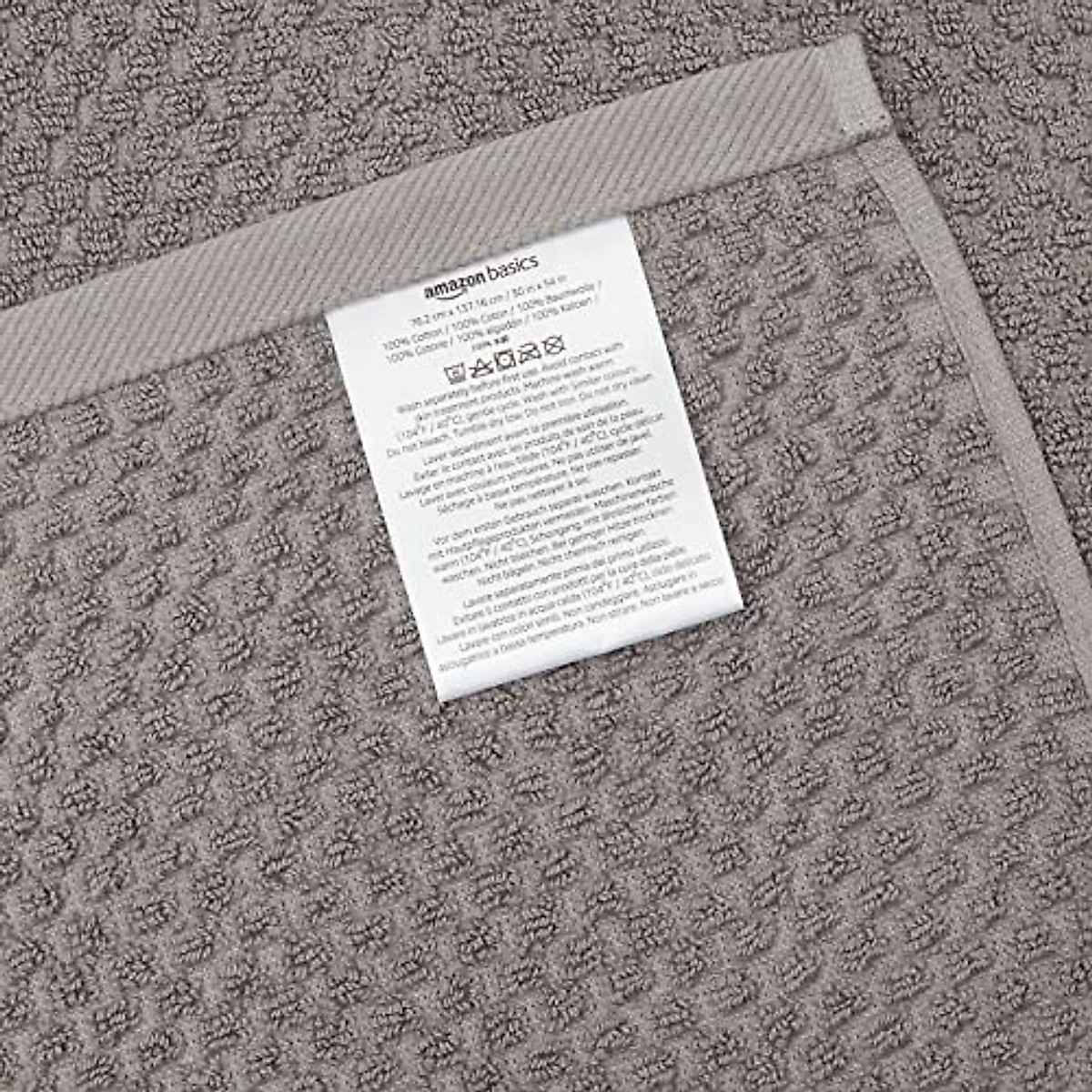 Amazon Basics Odor Resistant Textured Hand Towel, 16 x 26 Inches - 6-Pack, Dark Gray