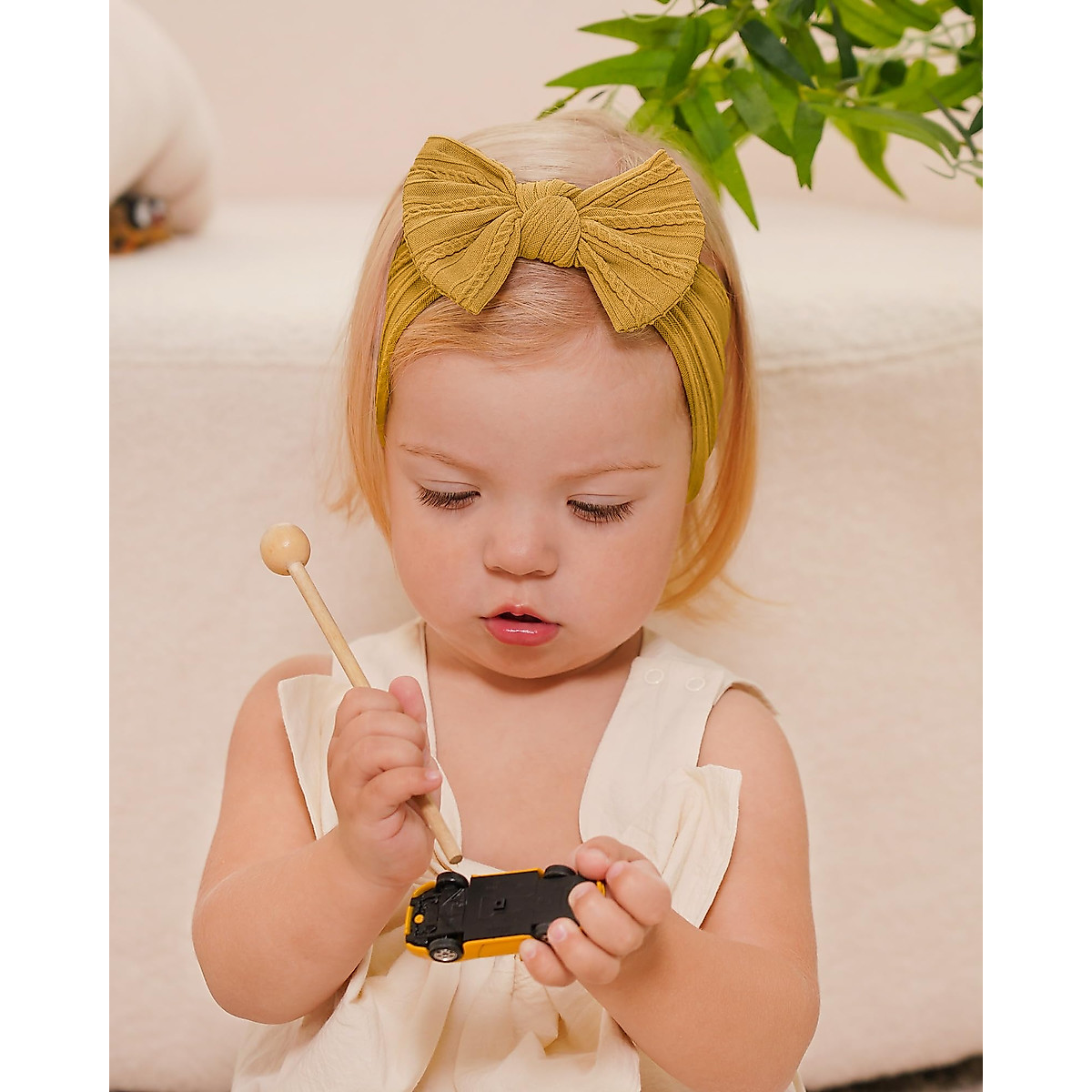 jollybows 6pcs Baby Nylon Headbands Hair Bow Elastics Hairbands Hair Accessories for Baby Girls Newborn Infant Toddlers Kids (Natural colors)